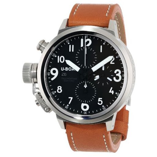 Uboat Flightdeck U Boat Mens Flight Deck Leather Watch Black Dial,